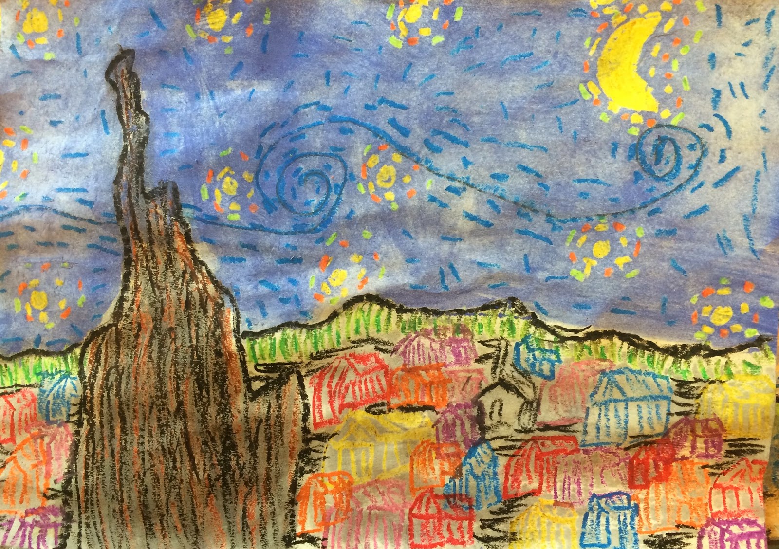The Art Studio at Cooper Dual Language Academy: Van Gogh's "Starry Night"