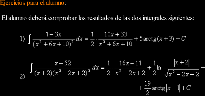 INTEGRALES POR EL METODO DE HERMITE-OSTROGRADSKI EJERCICIOS RESUELTOS