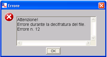 ERRORE 12 DURANTE LA DECIFRATURA DEL FILE