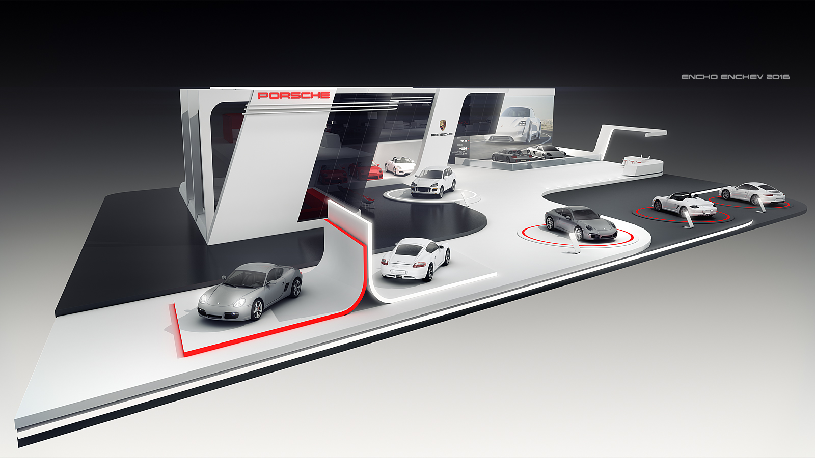 Encho Enchev CG artist and designer: Porsche stand concept for Geneva ...