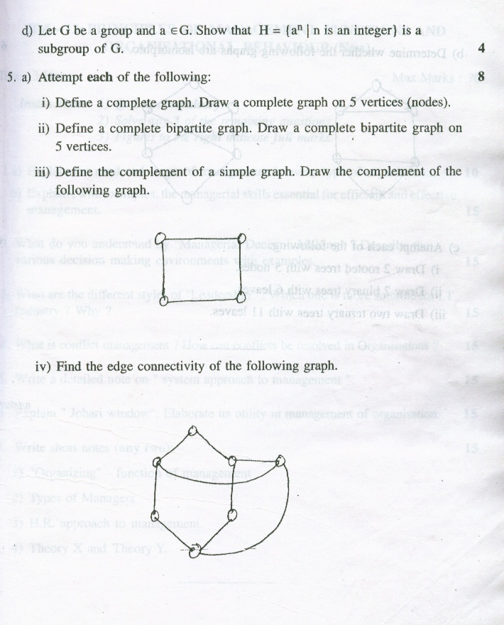 Discrete Mathematics Question Papers Questions Papers Examples