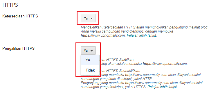 Cara Pasang Dan Setting HTTPS Blog Custom Domain TLD - Up Normally Blog