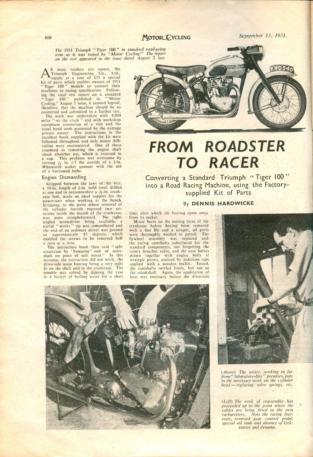 THE ALL ALLOY 500 PRE UNIT TRIUMPHS: Fitting The T100 Factory Race Kit