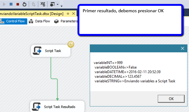 SSIS, PASANDO VARIABLES A OBJETOS SCRIPT TASK ~ SQL SERVER