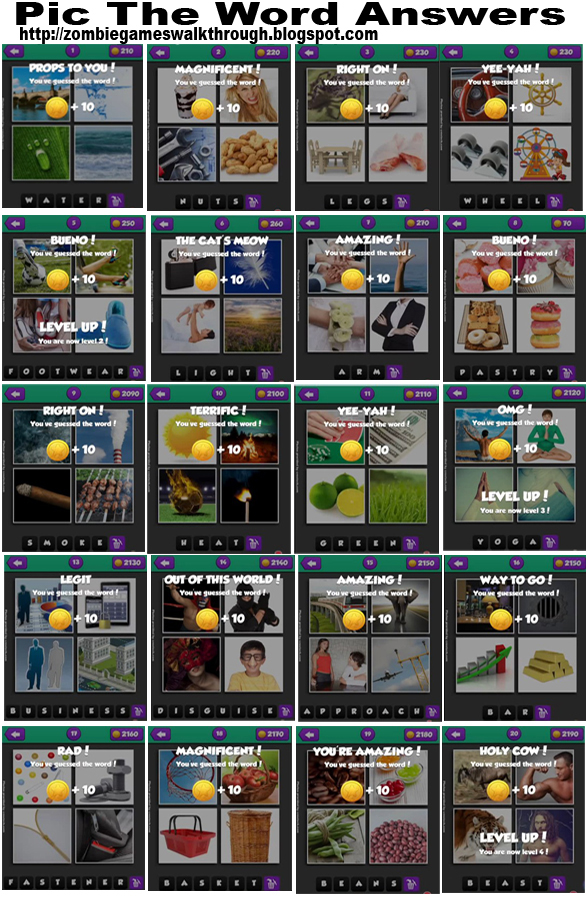 Pic The Word App Answers |Zombie Games Walkthrough