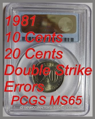 1981-10 CENTS, 20 CENTS DOUBLE STRIKE ERRORS | Error coins