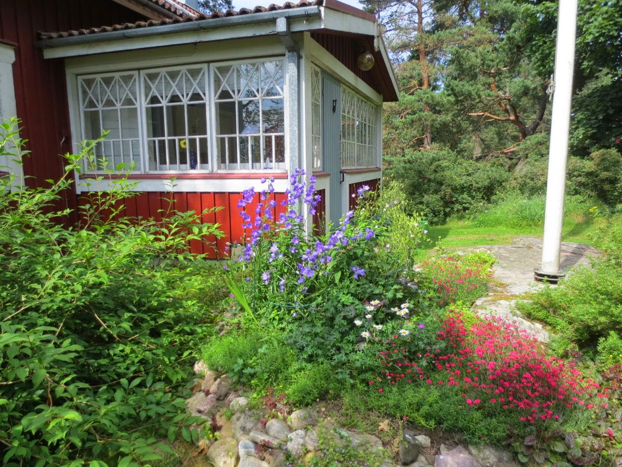 Muonamiehen mökki: Perennapenkki kukkii