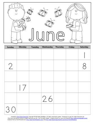 Lessons by Molly: June Calendar Skills Printables