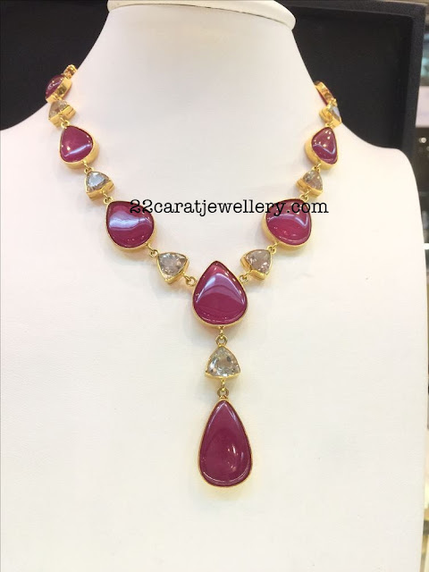 Classy Ruby Necklaces with Hangings - Jewellery Designs