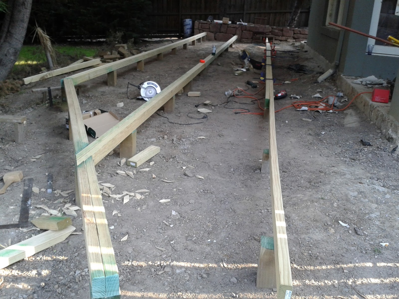 Let's Build a Deck: Time to build a deck. Laying down the bearers