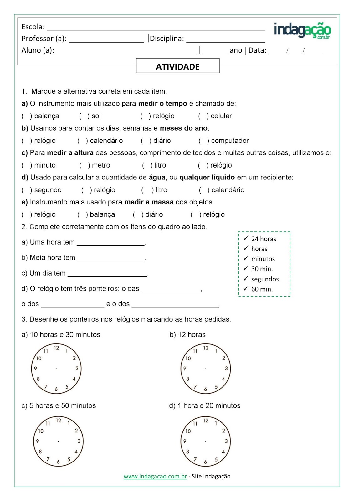 Atividades Sobre Medida De Capacidade 4 Ano ENSINO