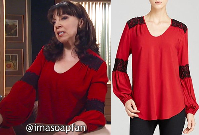 Liesl Obrecht's Red Blouse with Black Lace Trim - General Hospital ...