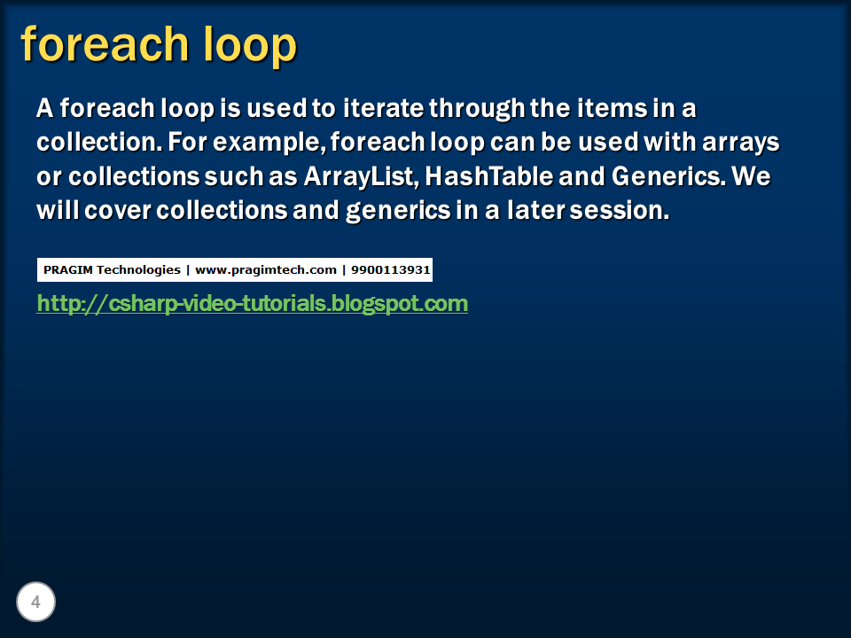 Sql Server Net And C Video Tutorial Part 15 Loops In C For