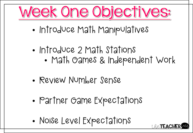 First Week Math Lesson Plans - The Teacher Talk