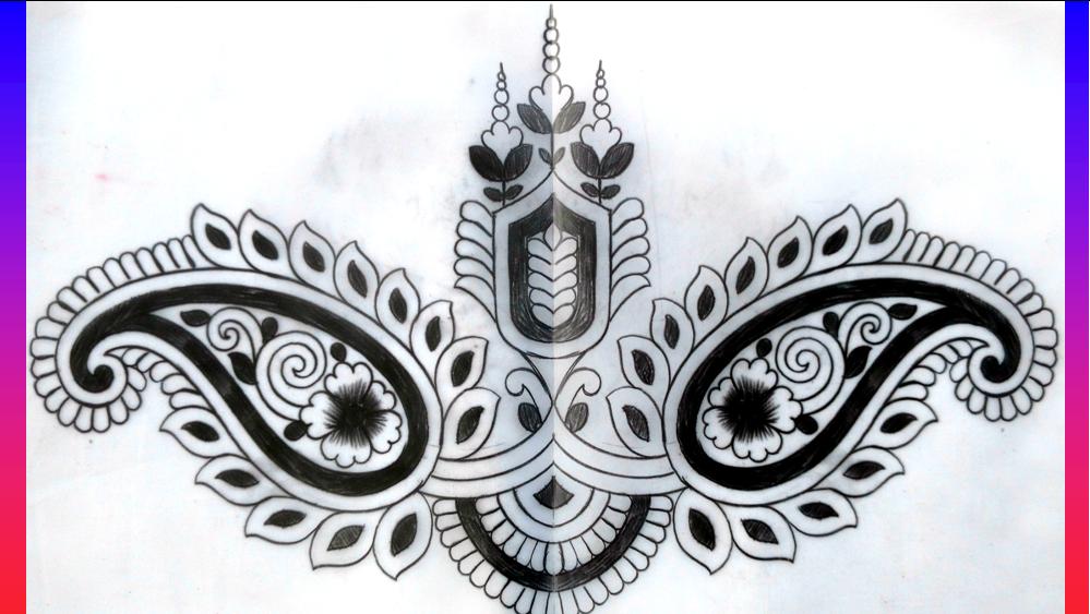 Saree border design drawing embroidery work - JANA ART