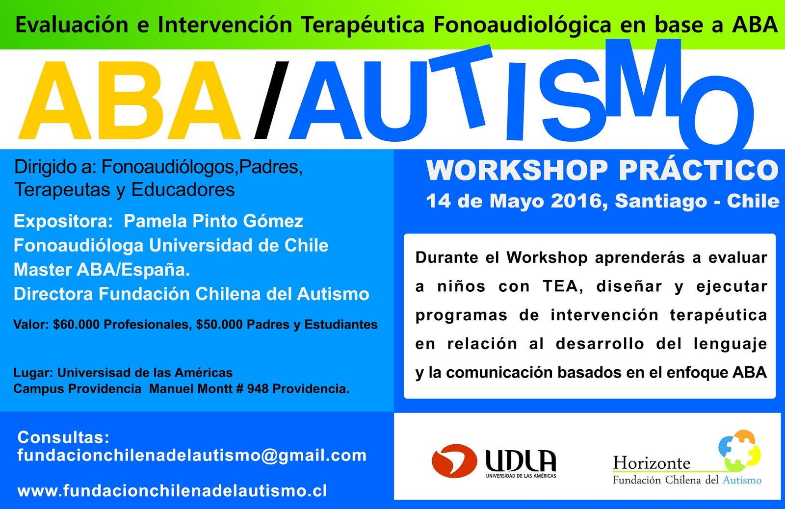 Fundación Chilena del Autismo Horizonte: Workshop ABA y AUTISMO