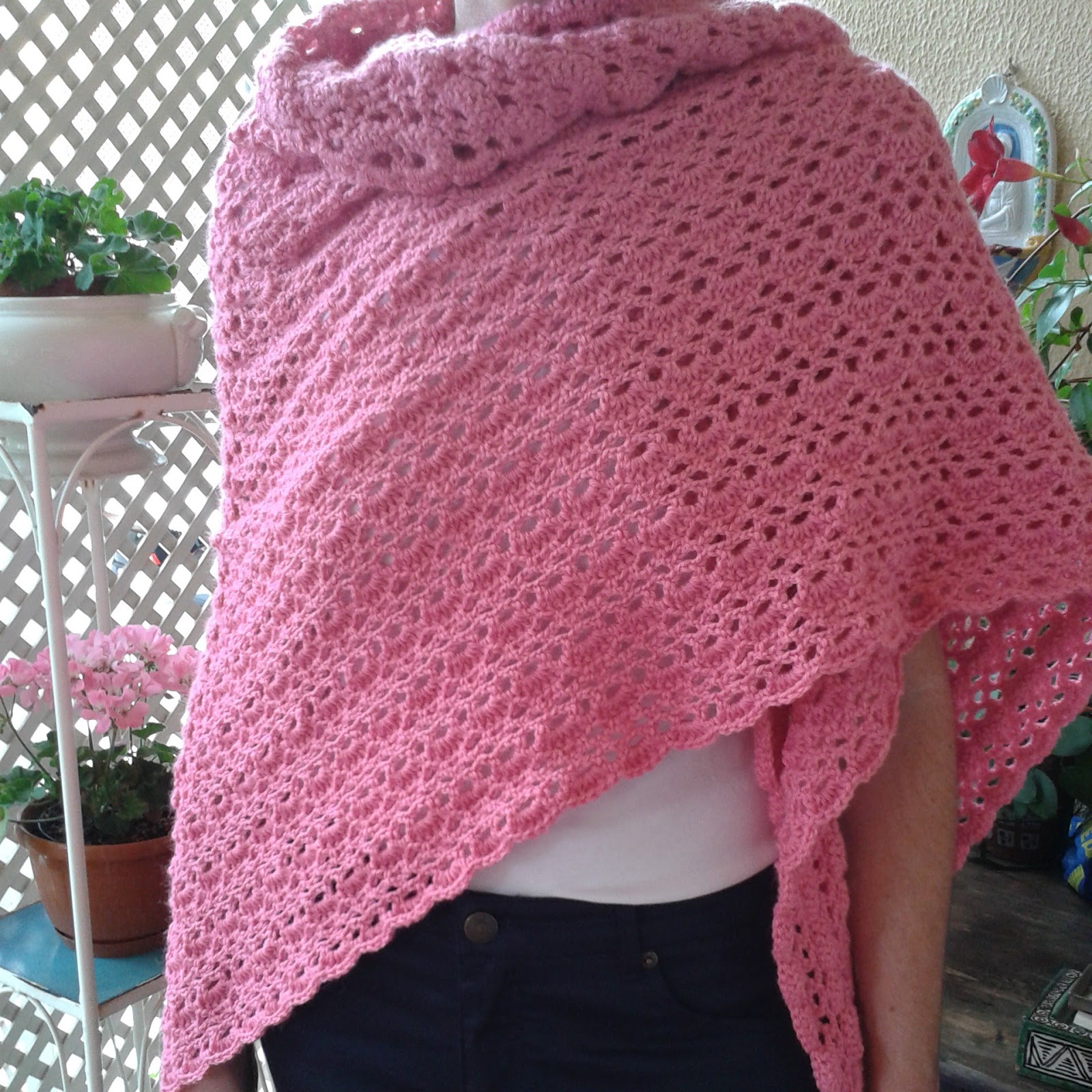 las tardes de Ana: Patrón chal rosa