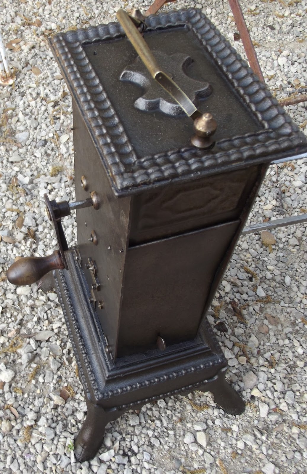 antique french clockwork spit roadspit fireplace barbecue rotisserie ...