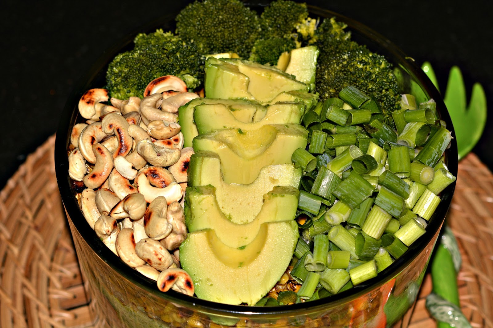 SAVORY TRIFLE-BROCCOLI PESTO, AVOCADO, PASTA, FIRE ROASTED CORN ...