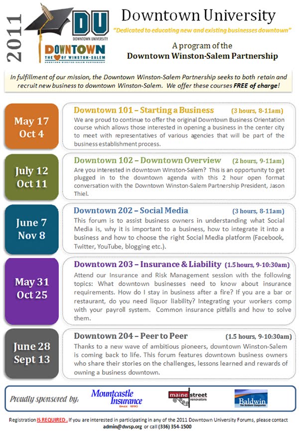 Downtown Winston-Salem Blog: Next "Downtown University" Session (102 ...