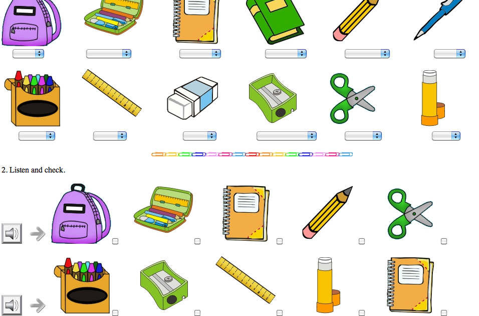 Quinto curso: School objects - Activities