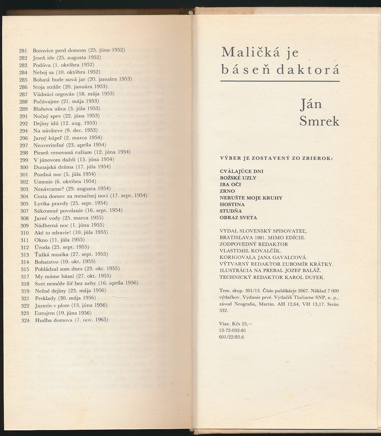 antikvariát STARÉ DOBRÉ: SMREK, JÁN - MALIČKÁ JE BÁSEŇ DAKTORÁ