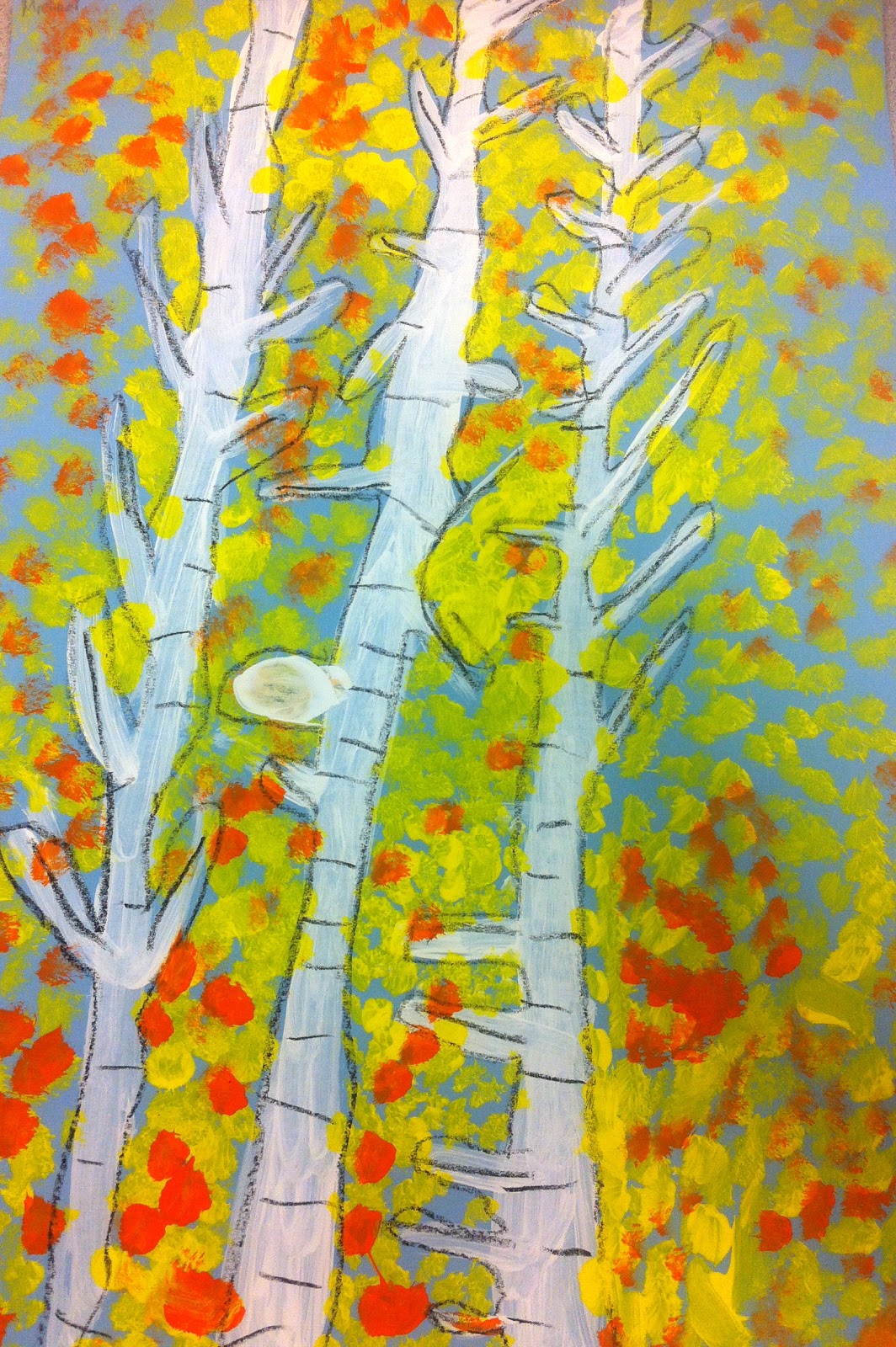 Expression of Imagination: Fall Birch Trees by 2nd Grade