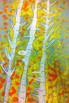 Expression of Imagination: Fall Birch Trees by 2nd Grade