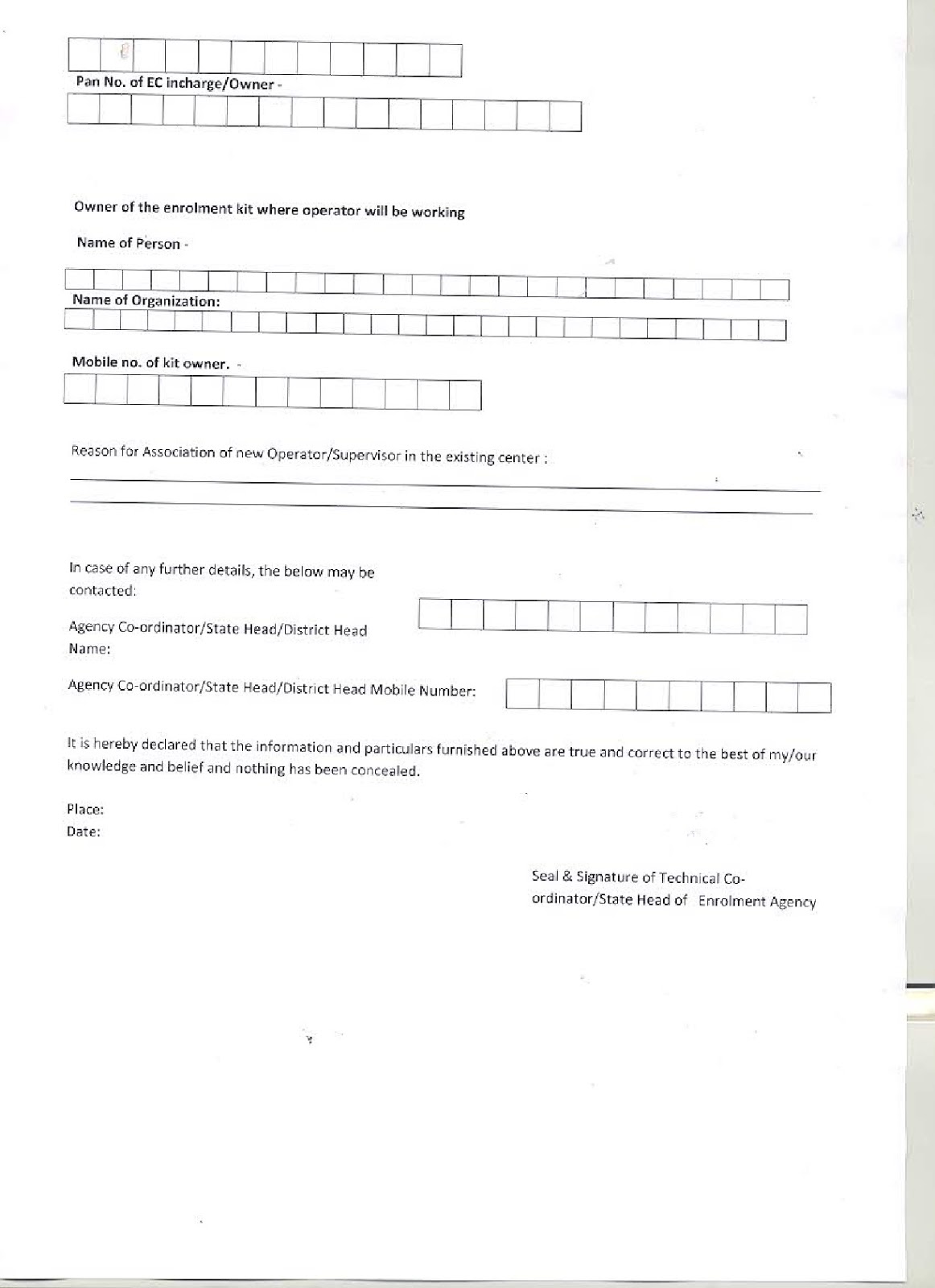 RBL BANK CSP AADHAAR CARD: Consent Form Formate aadhar