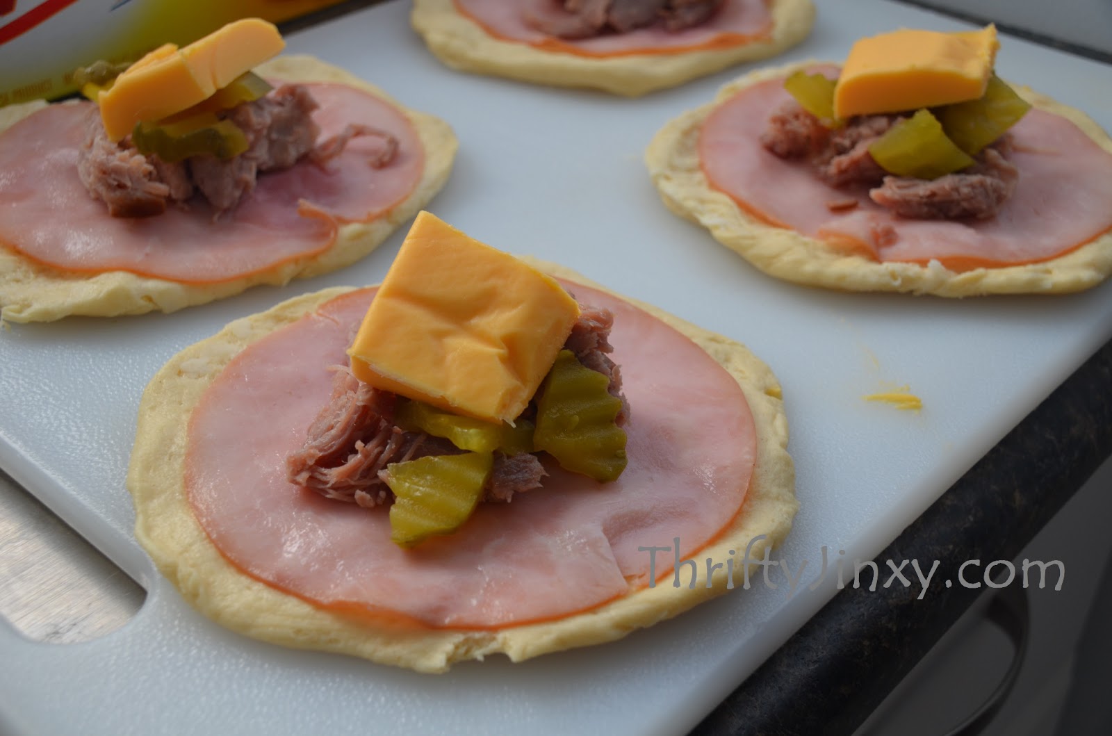 Cuban Sandwich Bites Recipe - Filled with Velveeta! - Thrifty Jinxy