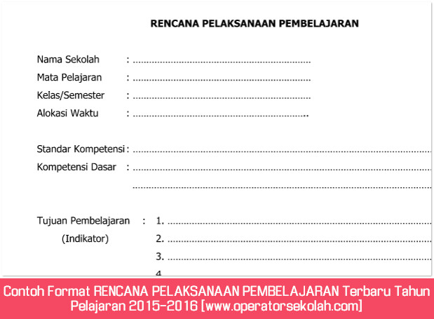 Contoh Format RENCANA PELAKSANAAN PEMBELAJARAN Terbaru Tahun Pelajaran ...
