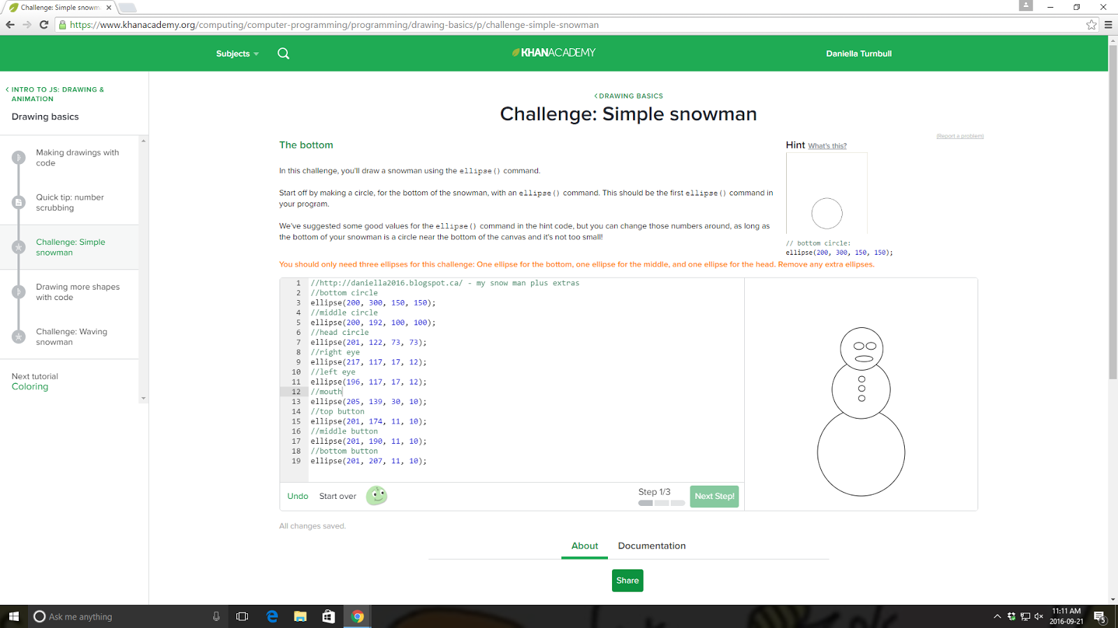 Daniella's Info Tech Blog: Khan Academy - Javascript