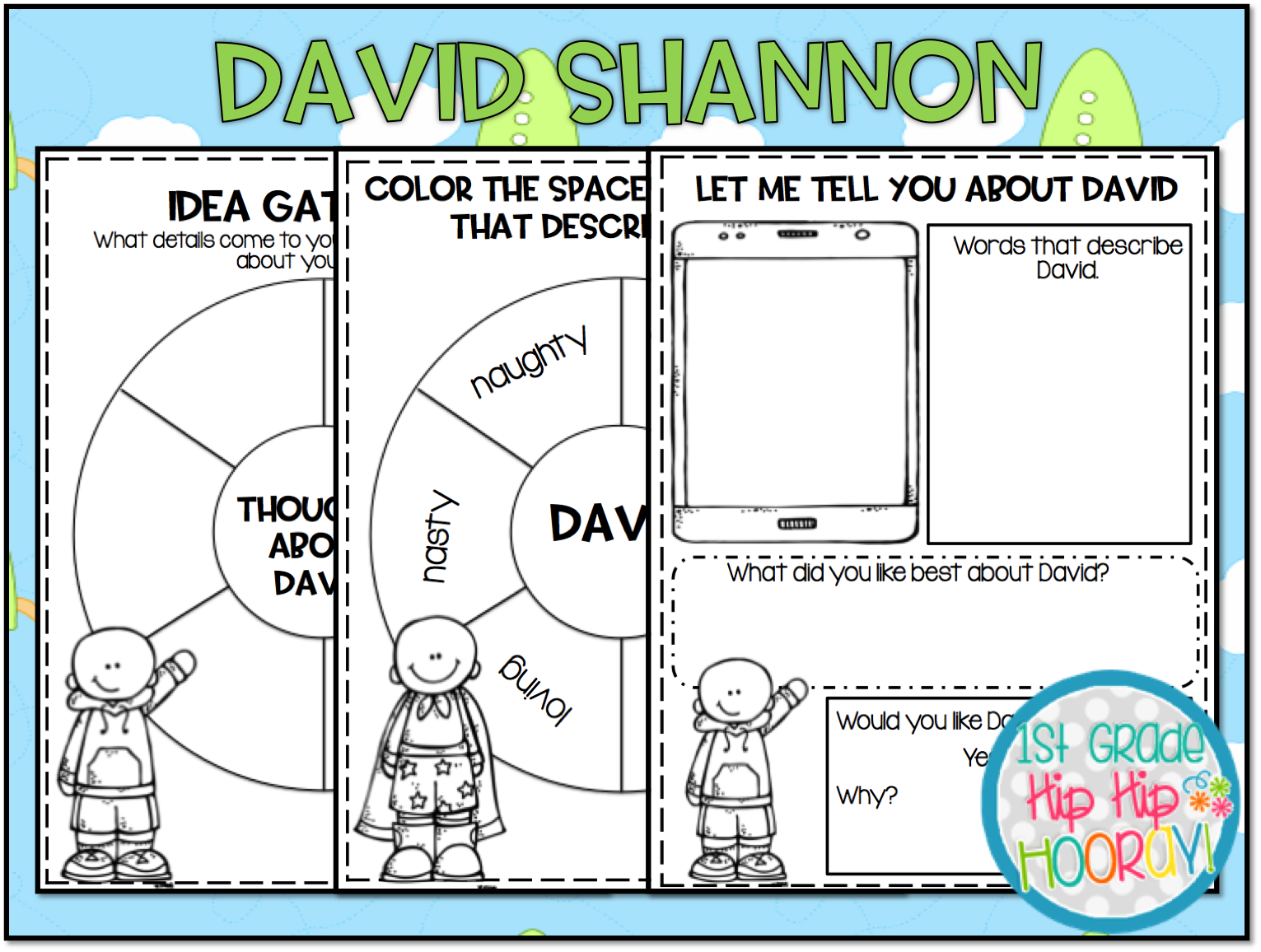 1st Grade Hip Hip Hooray!: David Shannon Author Study