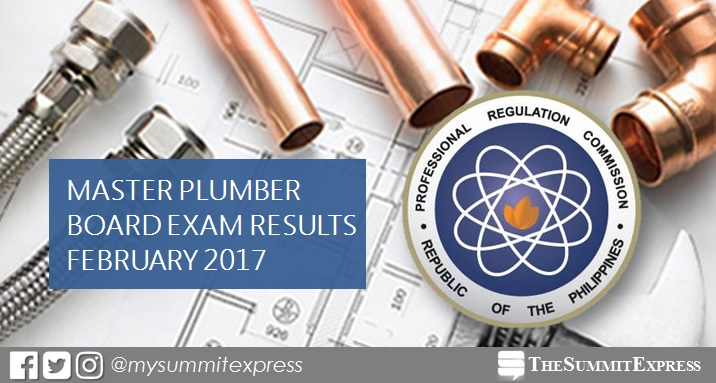 FULL RESULTS out: February 2017 Master Plumber board exam
