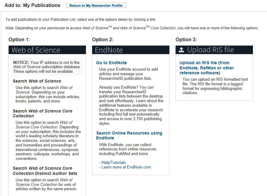 Raising your profile in Web of Science