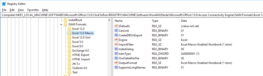 The Excel Development Platform: VBA - Microsoft.ACE.OLEDB.12.0 details