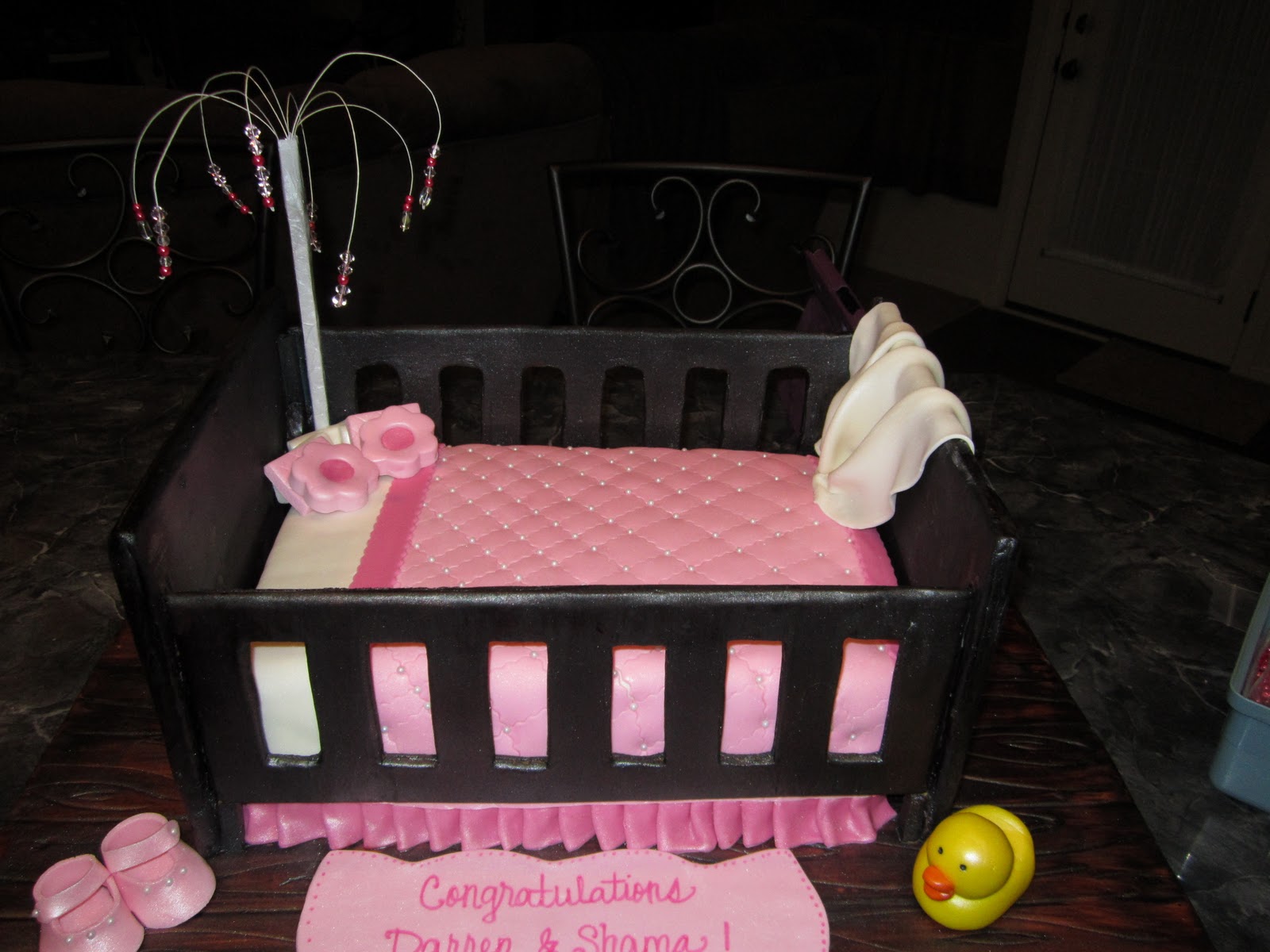 MyMoniCakes: Baby Crib Cake With Pink Baby Girl Bedding