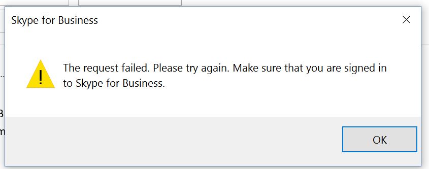 DAX Dude - Dynamics 365/AX: Skype for Business Error: 'The request failed. Please try again ...