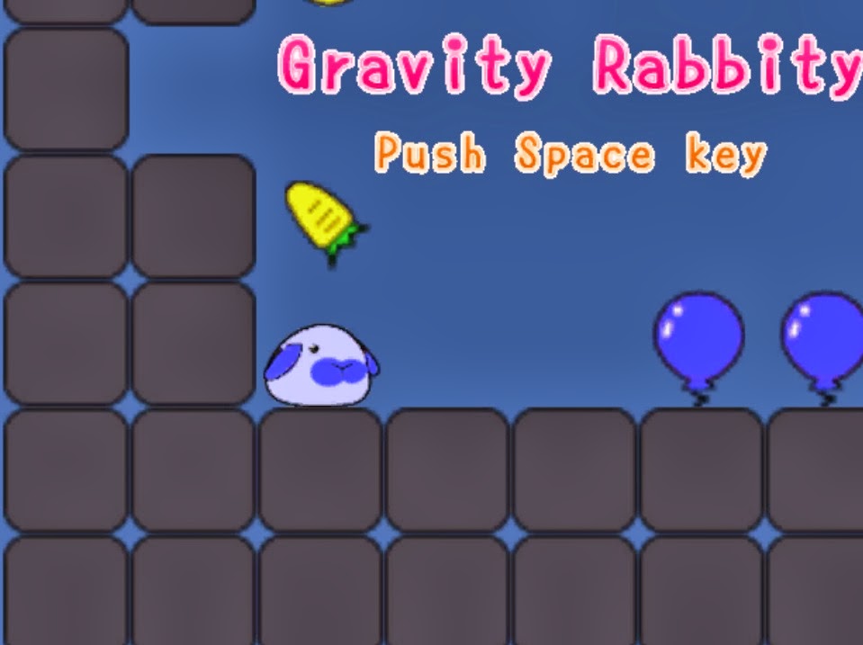 インディーゲームの種火: 作品004. かわいいウサギのパズル「Gravity Rabbity (Webブラウザ)」