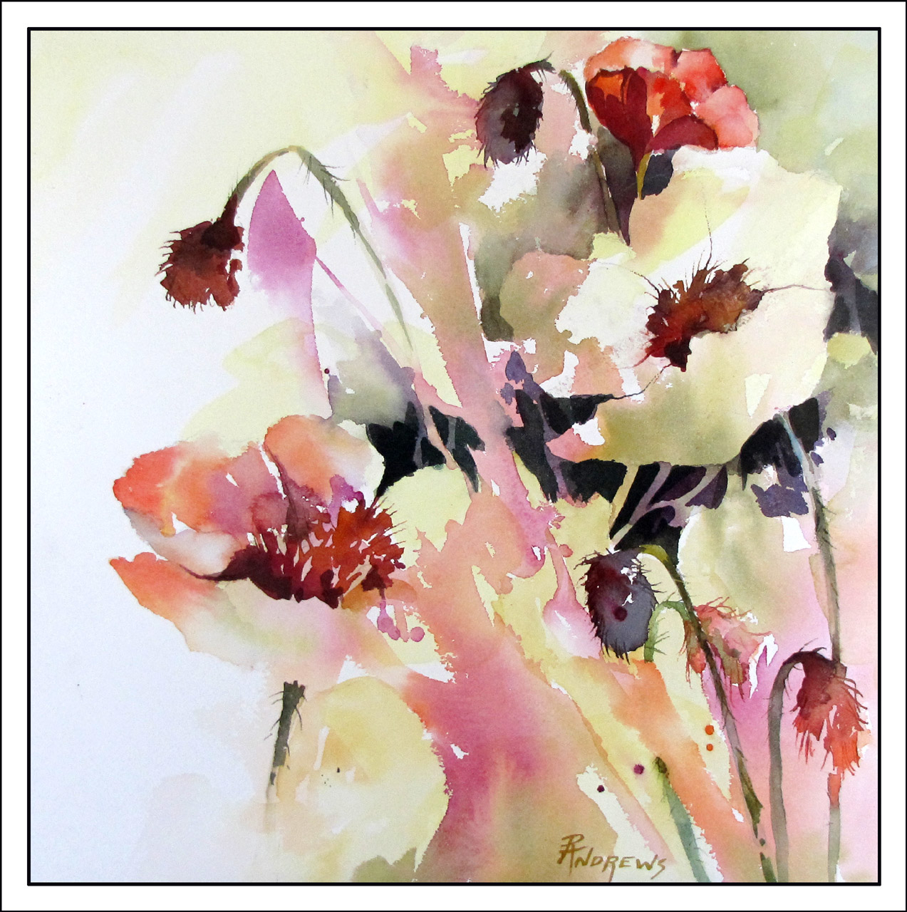 Rae Andrews : Pretty In Pink..Watercolor..Texas Artist..Rae Andrews
