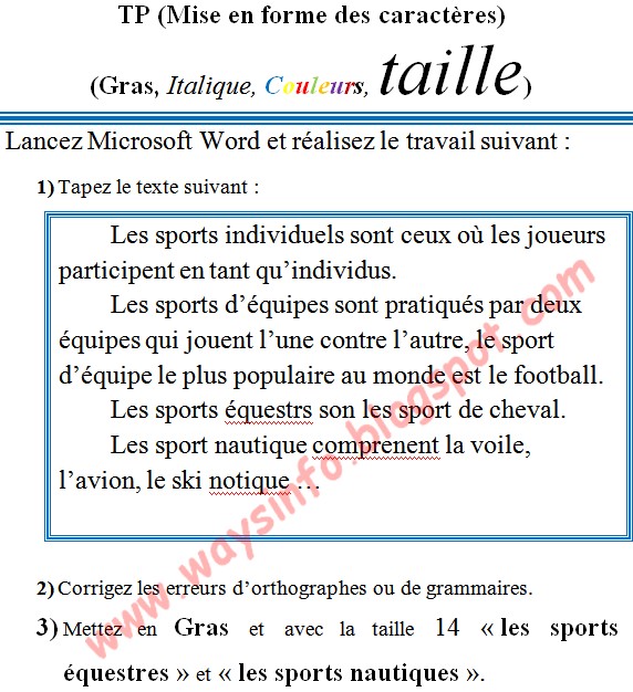 L'informatique au collège: Traitement de texte " La mise en forme d'un ...