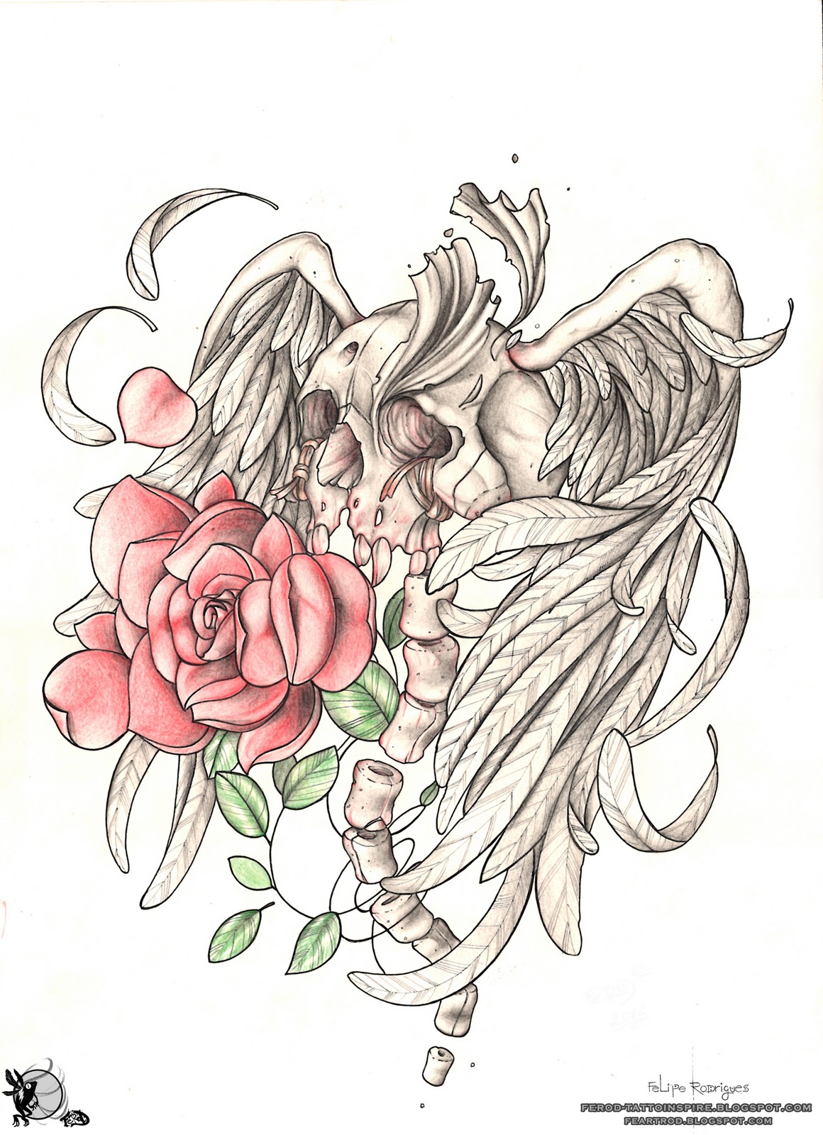 Fe.RoD_Felipe Rodrigues: Santa Morte e Winged skull _ Fe RoD