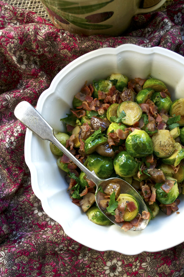 Adora's Box: BRUSSELS SPROUTS WITH PANCETTA AND CHESTNUTS