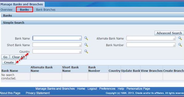 Oracle Applications: Oracle R12 Bank, Branch, Bank Account and Payment ...
