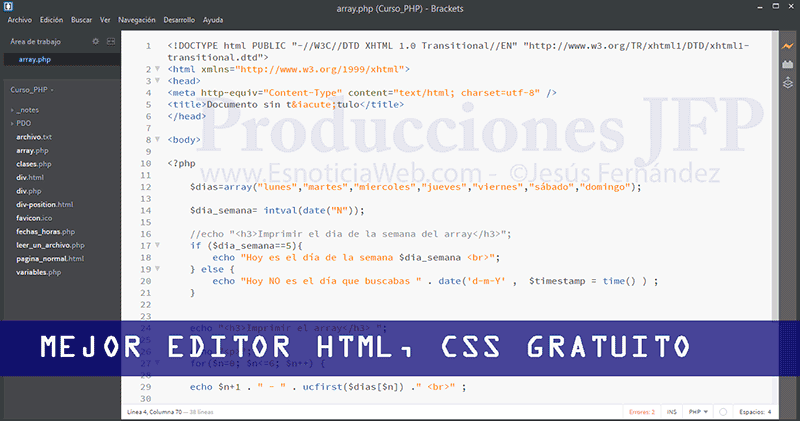 Mejor editor HTML, CSS gratuito ~ PRODUCCIONES JFP