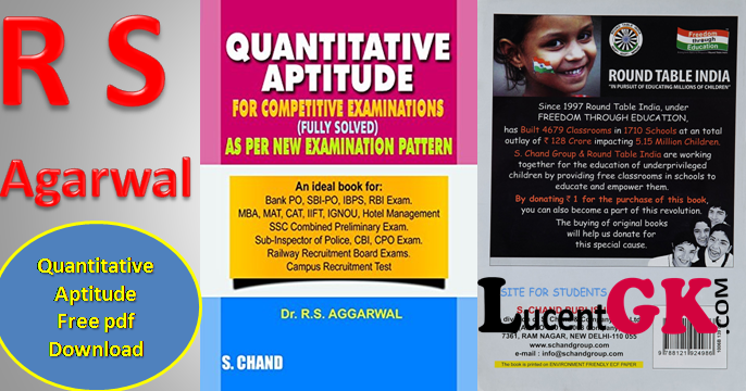 Quantitative Aptitude By R S Agarwal English Edition pdf - Lucent GK