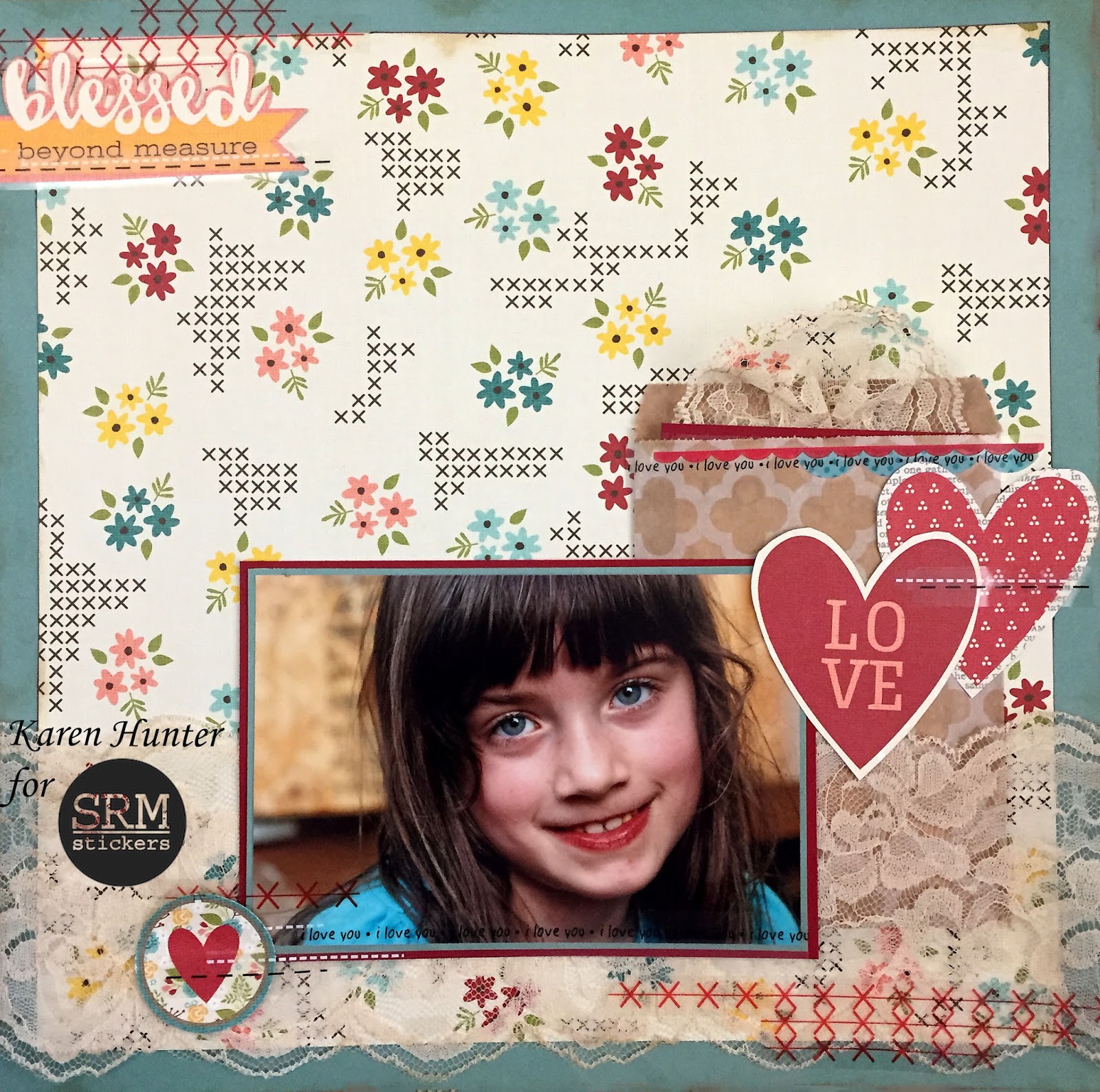 KarenScraps: Lovely Layout with Stitching and Lace