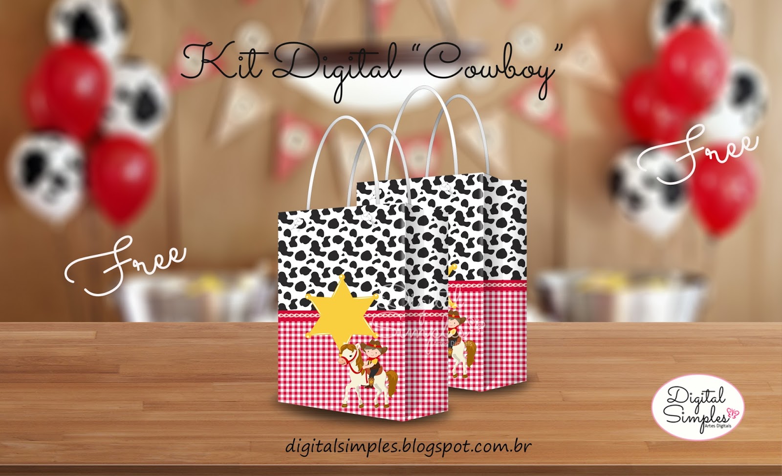 KIT DIGITAL "FESTA COWBOY" - Convites Digitais Simples