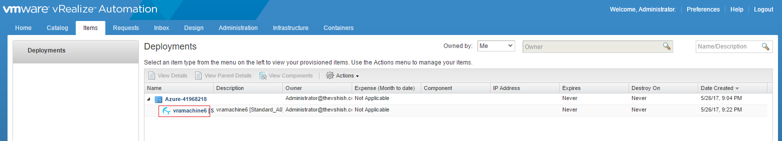-: vRA Integration with Microsoft Azure