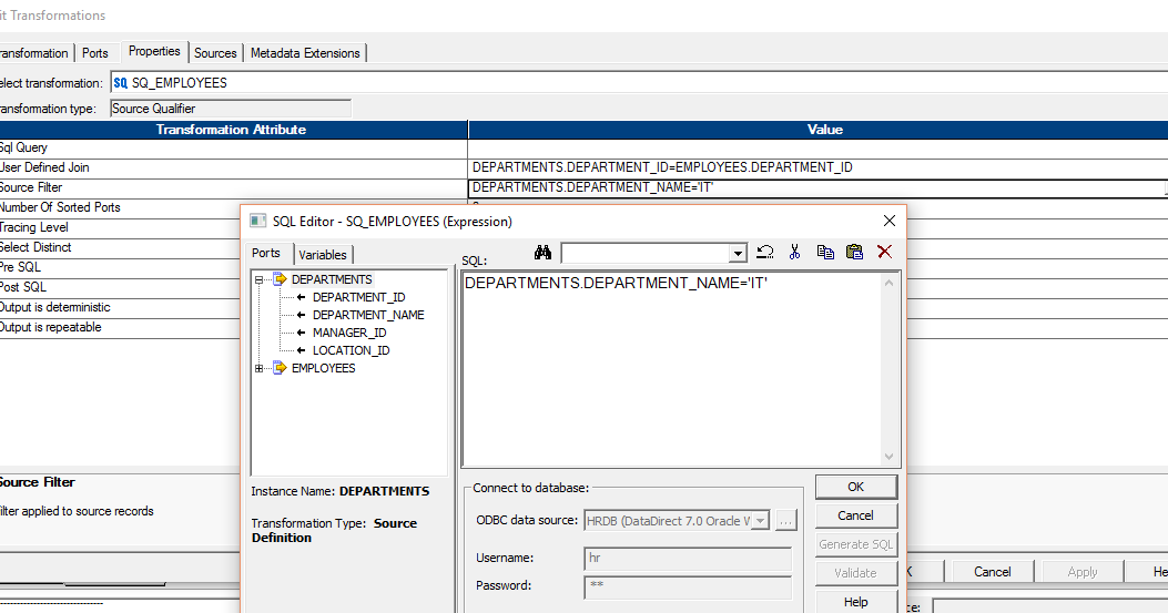 Informatica Workshop: Source Qualifier Transformation - Filter